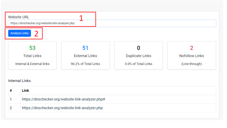 Internal Link Analyzer Tool For Webpage